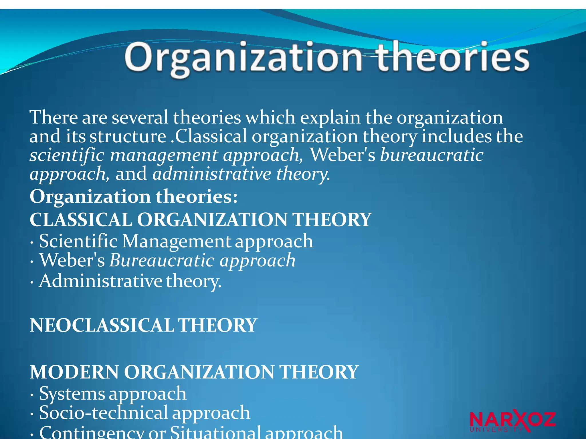 organization theories and implications in business | PPTX