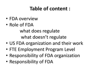 Organizaton chart of us fda. | PPTX