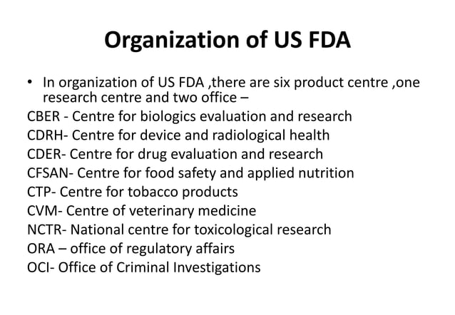 Organizaton chart of us fda. | PPTX