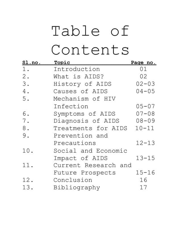Project Report on AIDS. Class 12 CBSE Science (Biology) project. | PDF