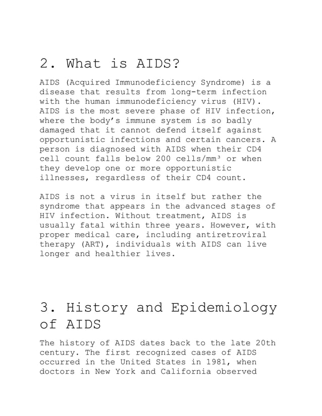 Project Report on AIDS. Class 12 CBSE Science (Biology) project. | PDF