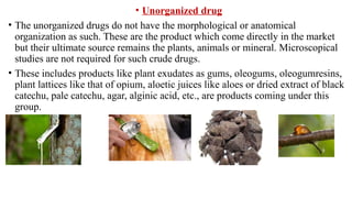 Organized and Unorganized crude drug Unit-I Part -II | PPTX