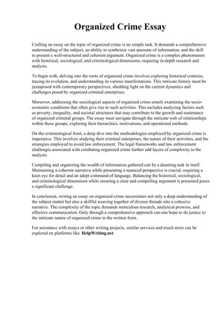 Organized Crime Essay. Alvernia University | PDF