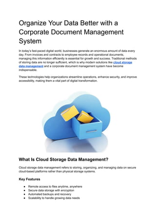 Organize Your Data Better with a Corporate Document Management System | PDF