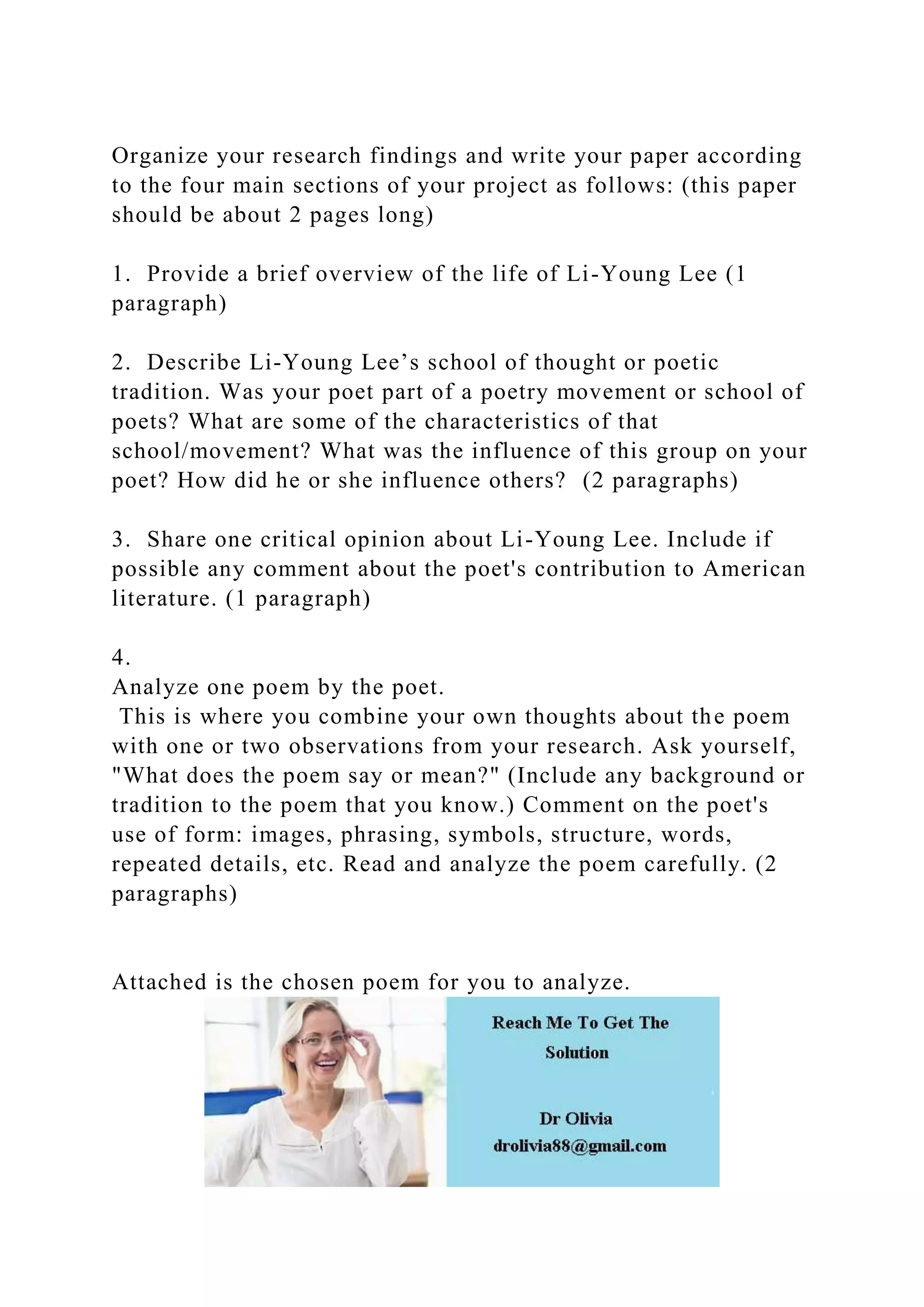 Organize your research findings and write your paper according to th ...