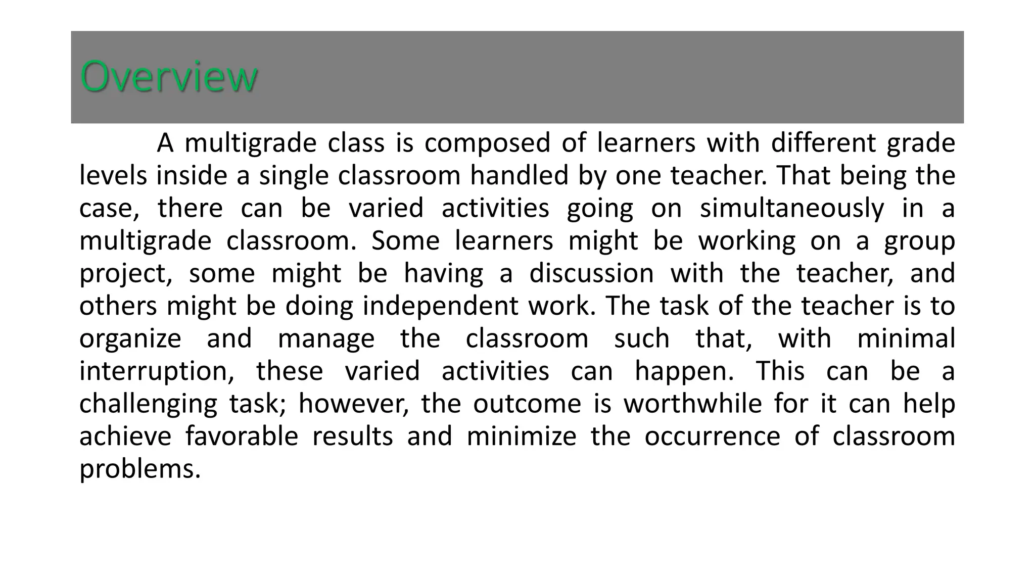 Multigrade Class and It's Importance in the Education | PPTX