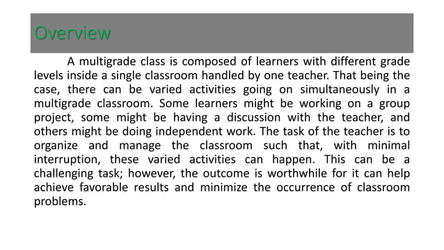 Multigrade Class And Its Importance In The Education Ppt