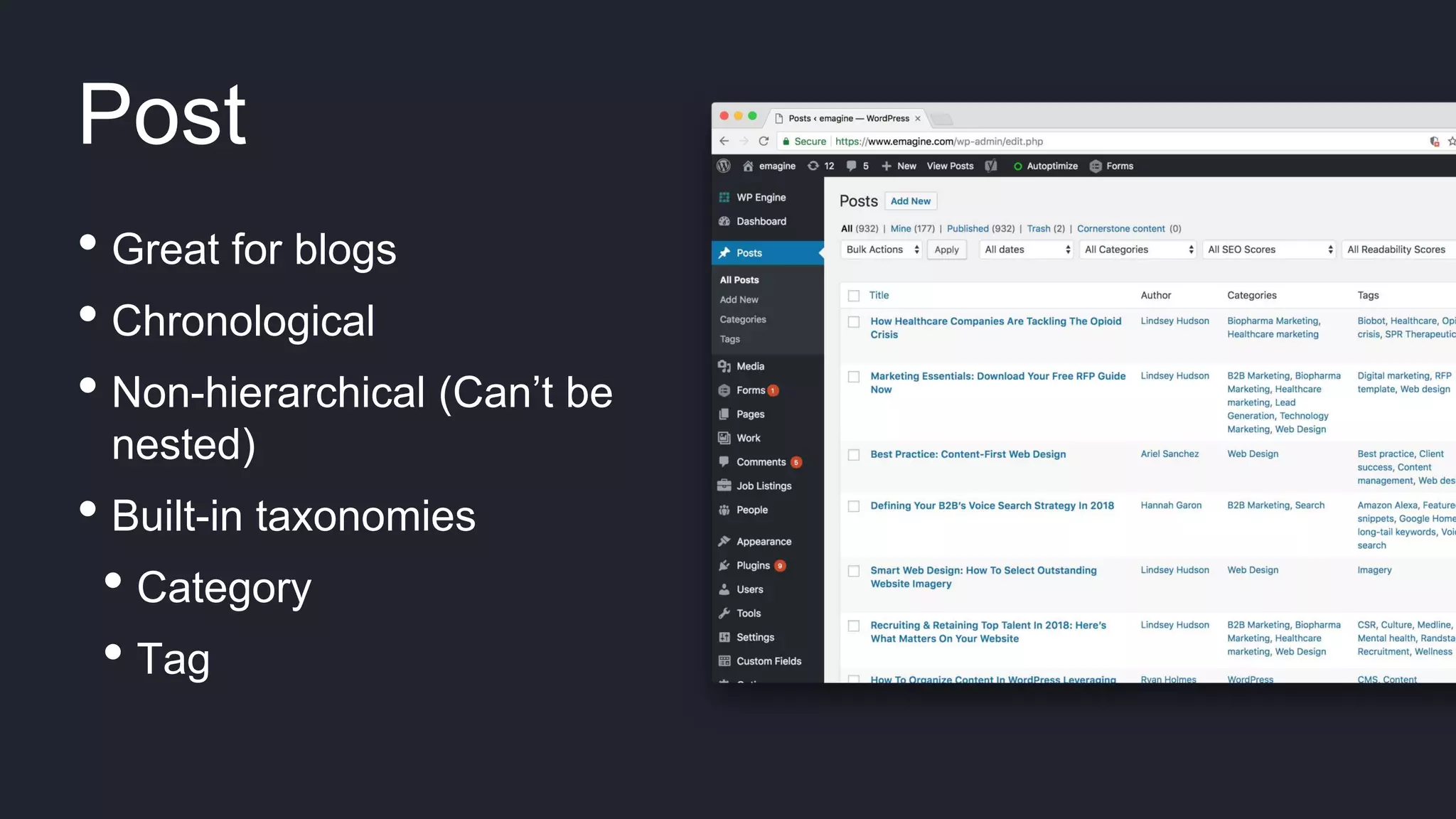 Organizing Content with Custom Post Types and Taxonomies | PPTX