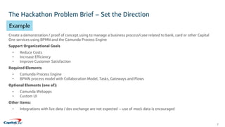 Camunda Day New York 2019: Case Study. Organizing a Camunda Hackathon: Lessons Learned | PPT