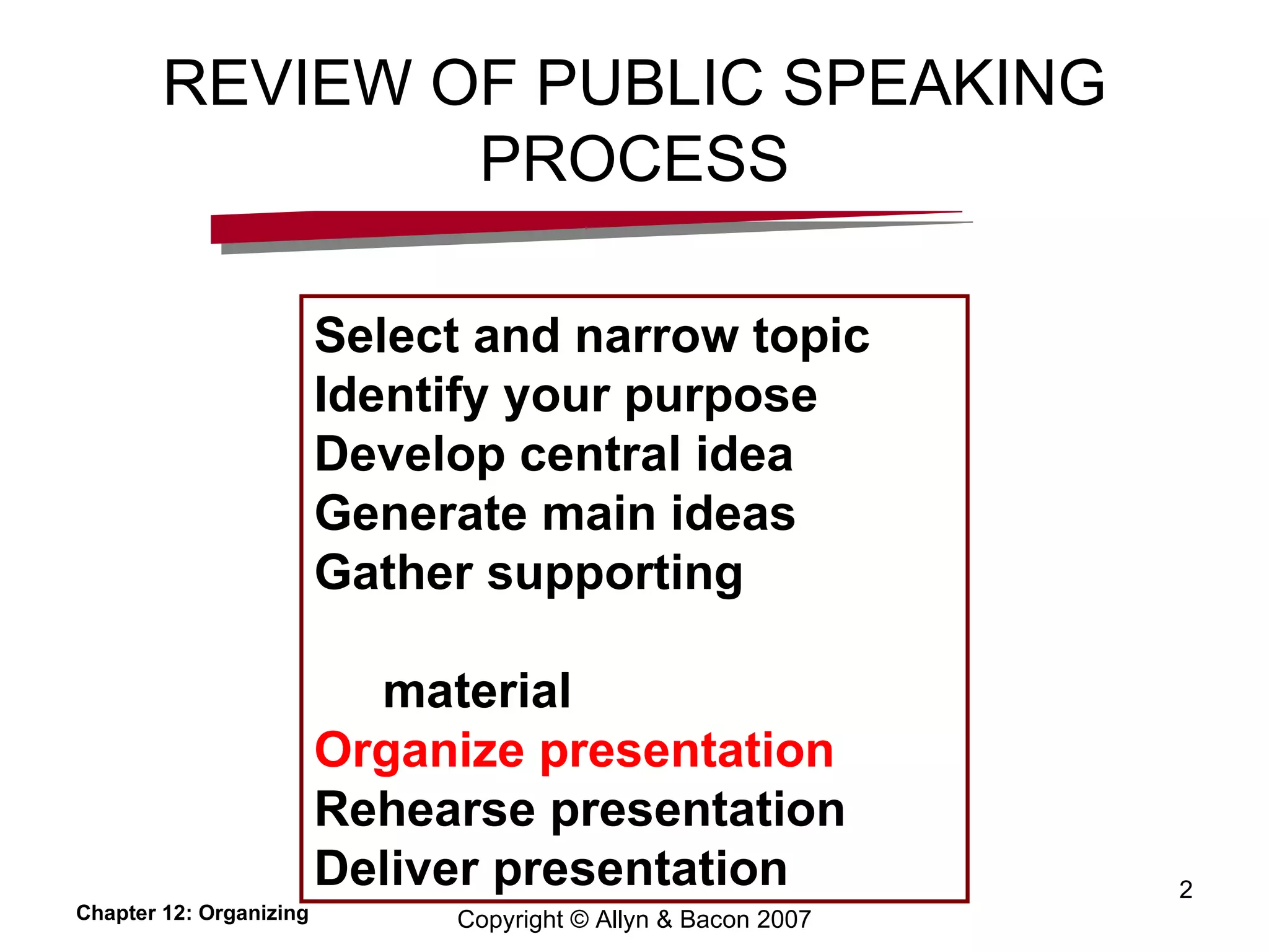 Organizing and outlining your presentation | PPT Organizing and outlining your presentation | PPT