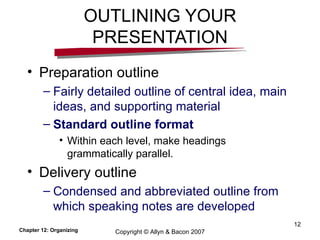 Organizing and outlining your presentation | PPT