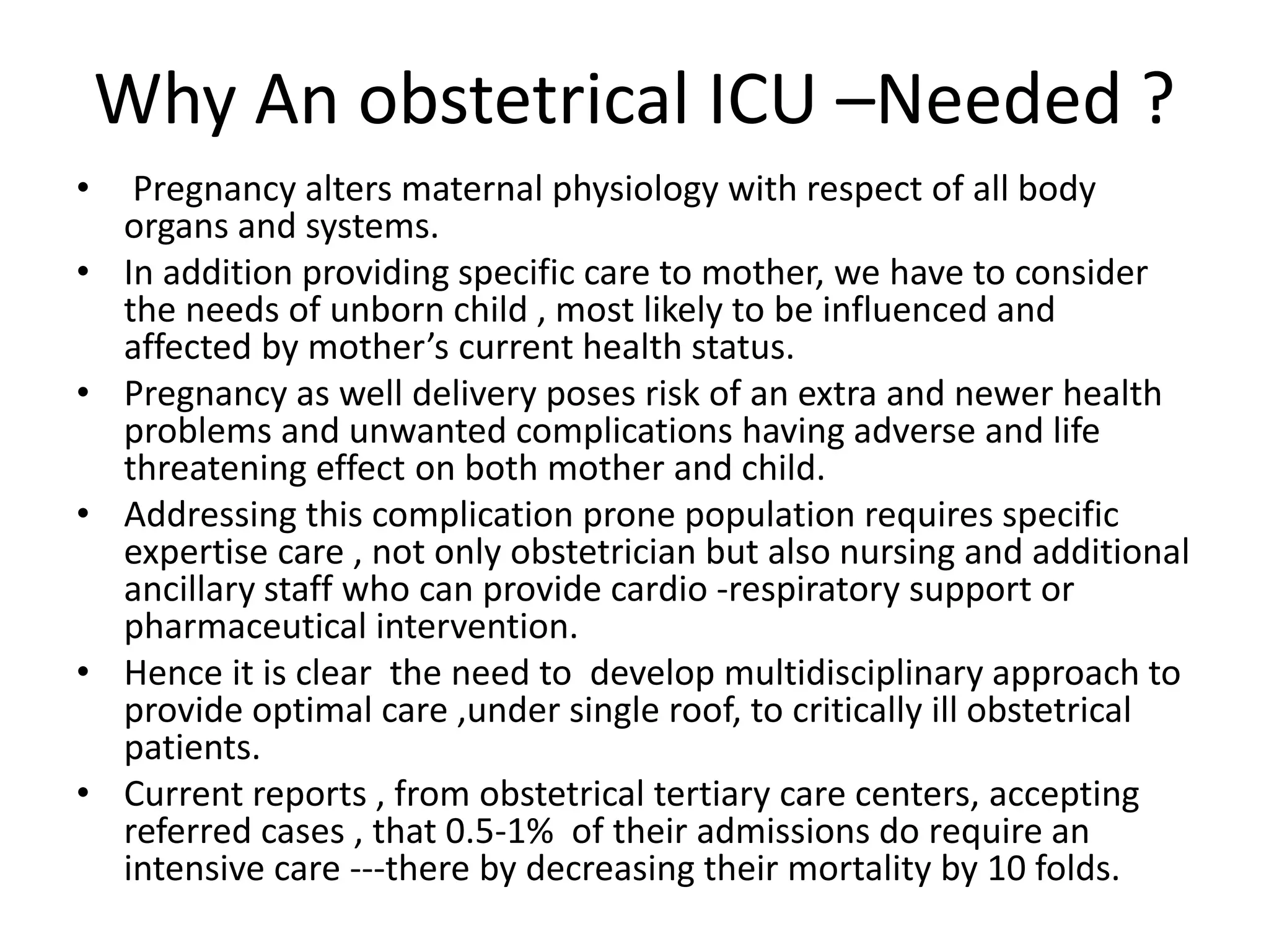 Organizing an obstetrical critical care unit | PPTX
