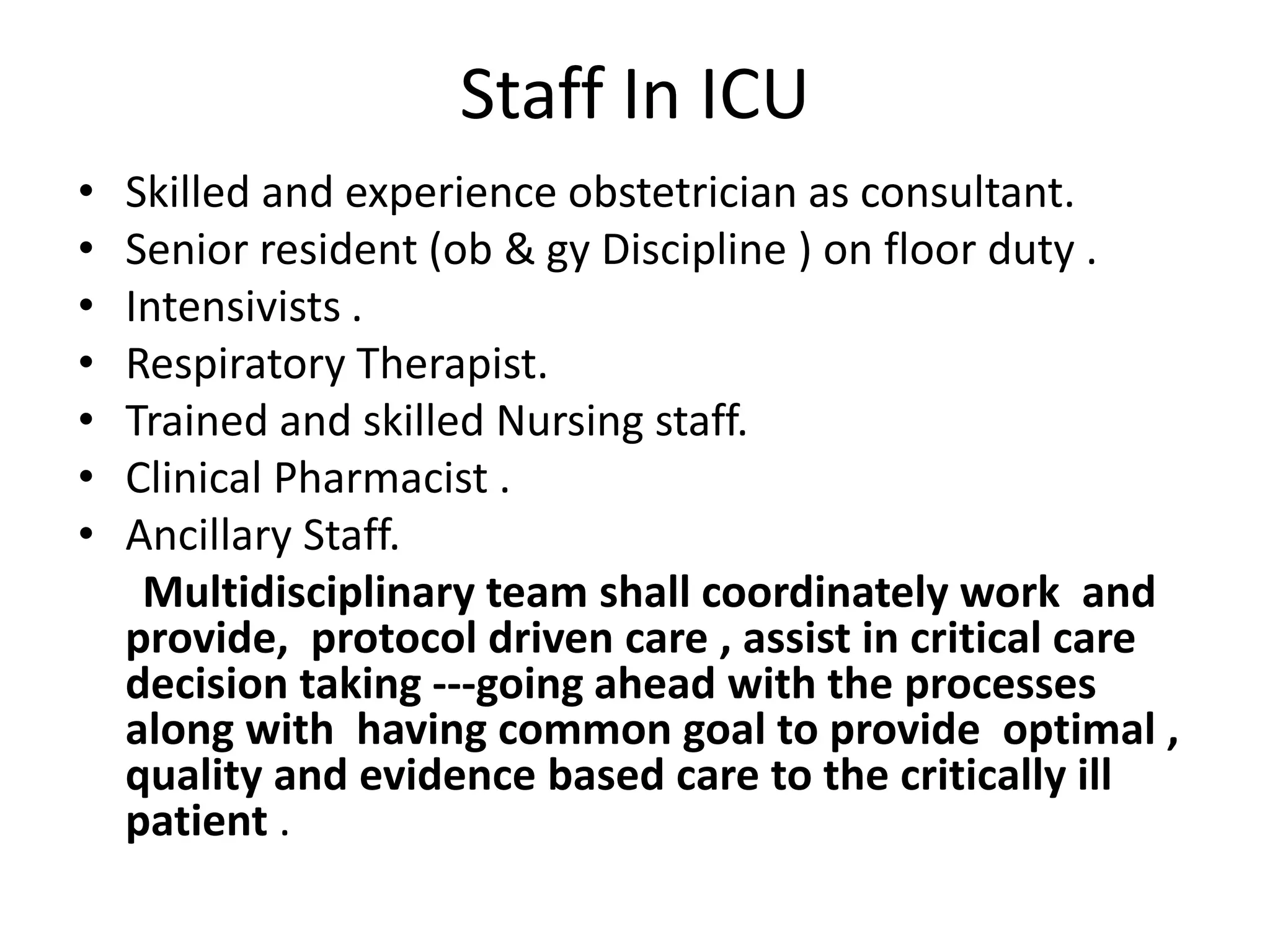 Organizing an obstetrical critical care unit | PPTX