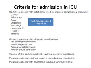 Organizing an obstetrical critical care unit | PPTX