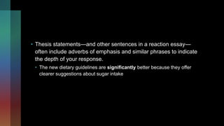 Organizing a reaction essay | PPTX