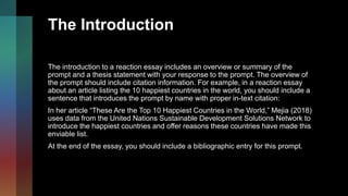 Organizing a reaction essay | PPTX