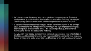 Organizing a reaction essay | PPTX