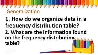 Organizing data in a frequency distribution table | PPT