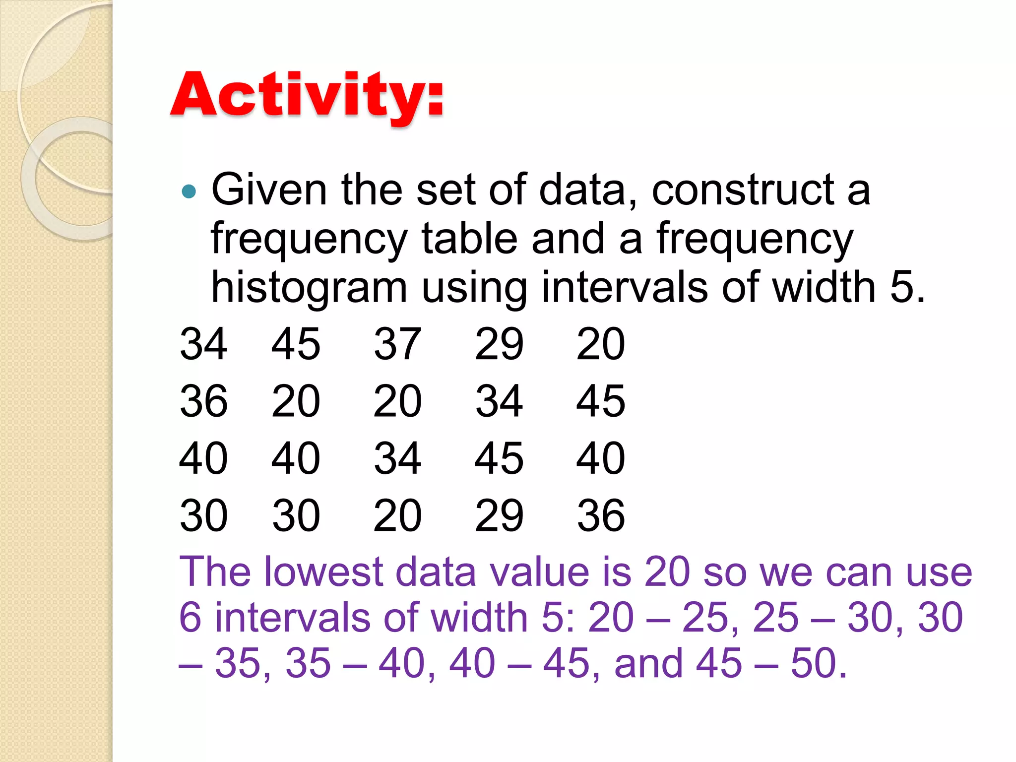 Organizing data using frequency distribution | PPTX