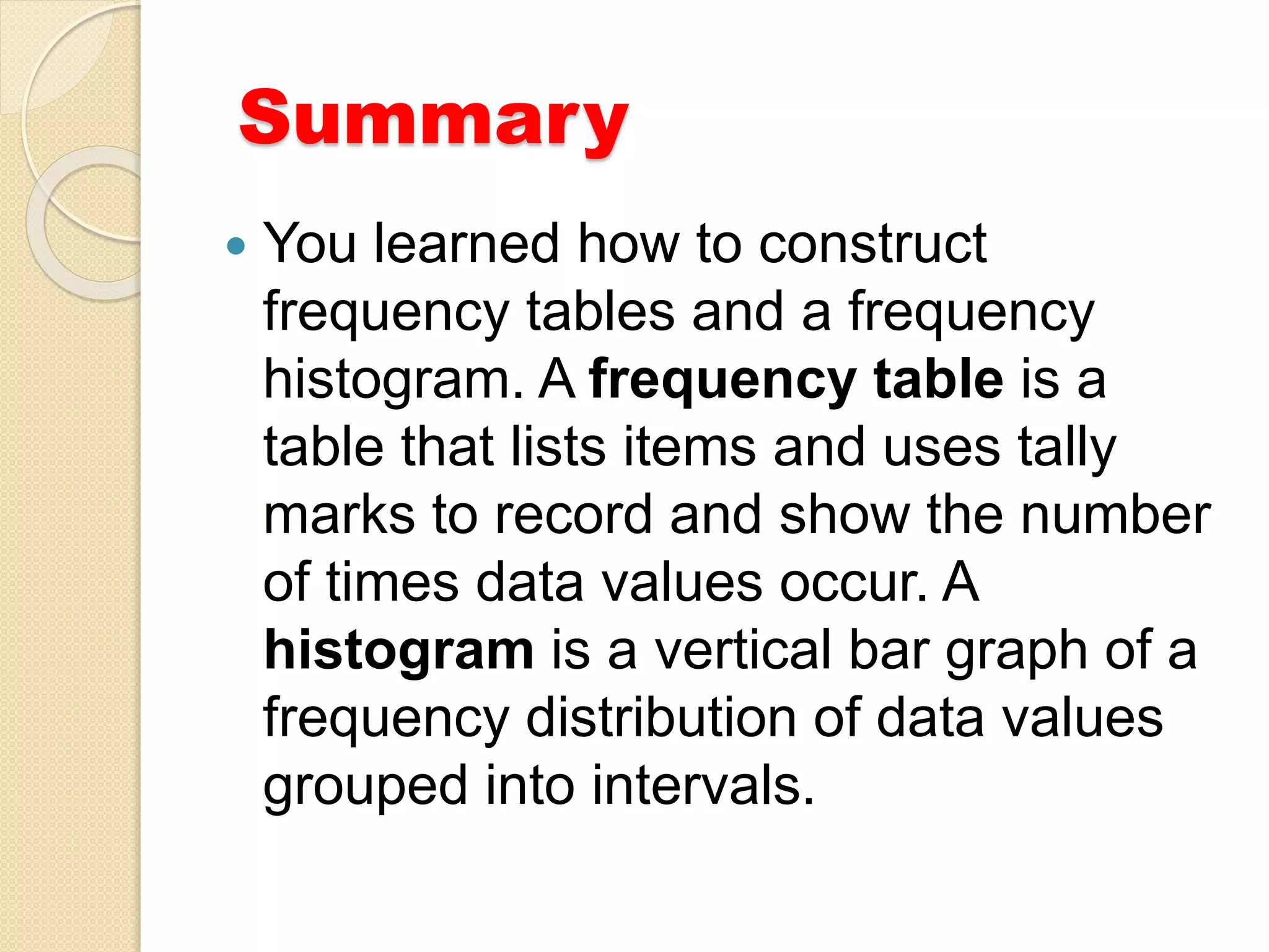 Organizing data using frequency distribution | PPTX