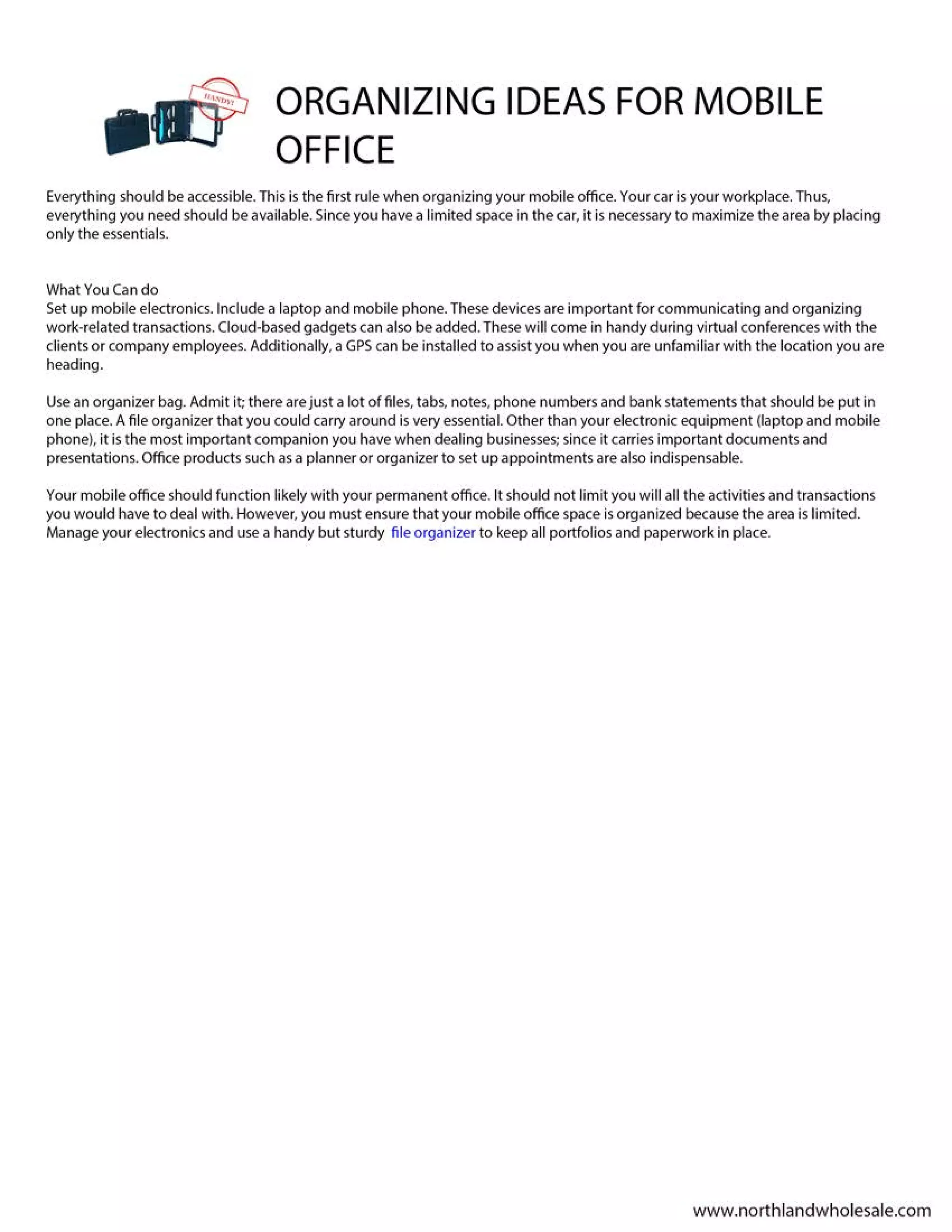 Organizing ideas for mobile office | PDF