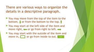 Organizing my descriptive paragraph1 | PPT