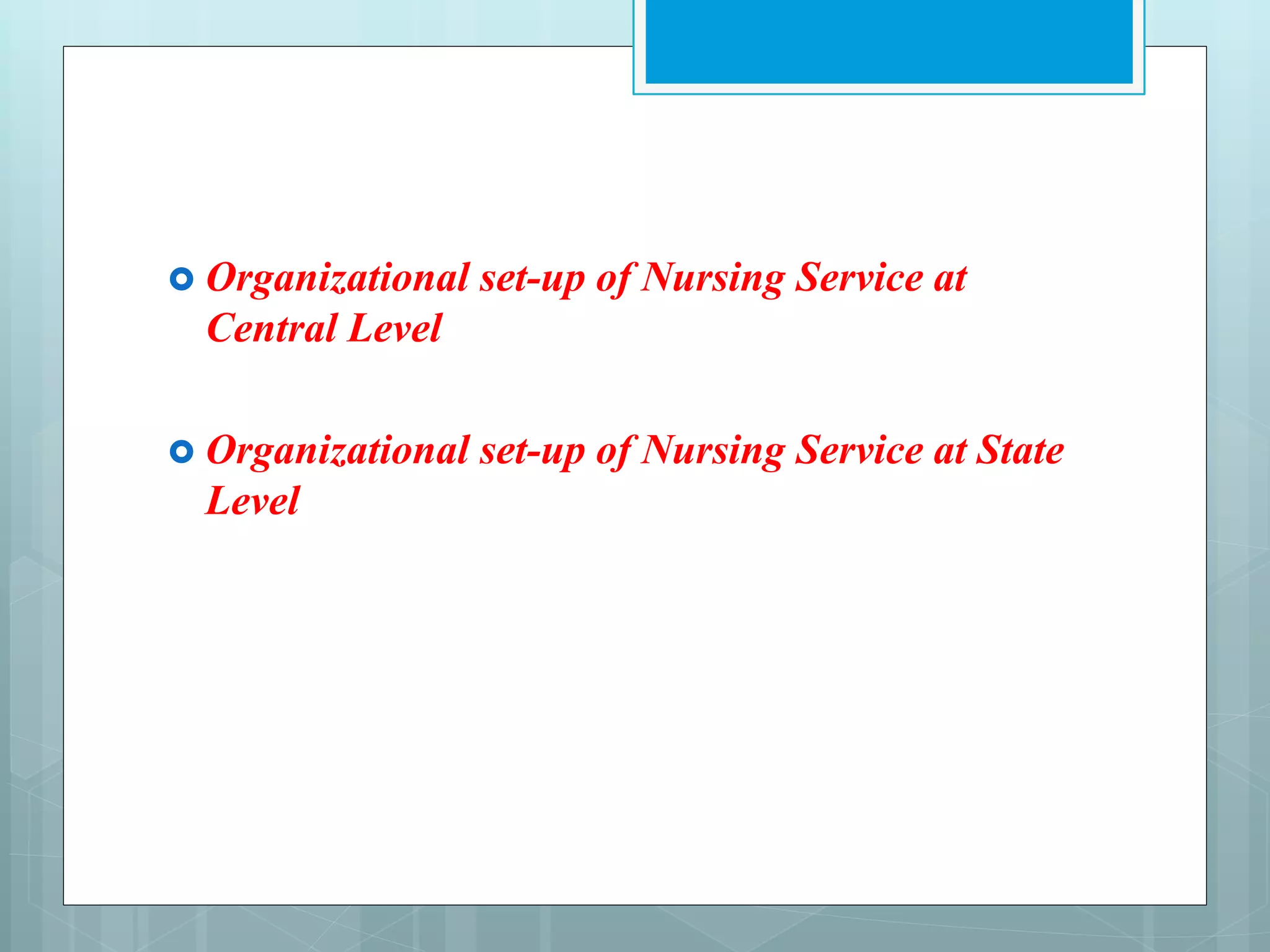 Organizing nursing services | PPTX