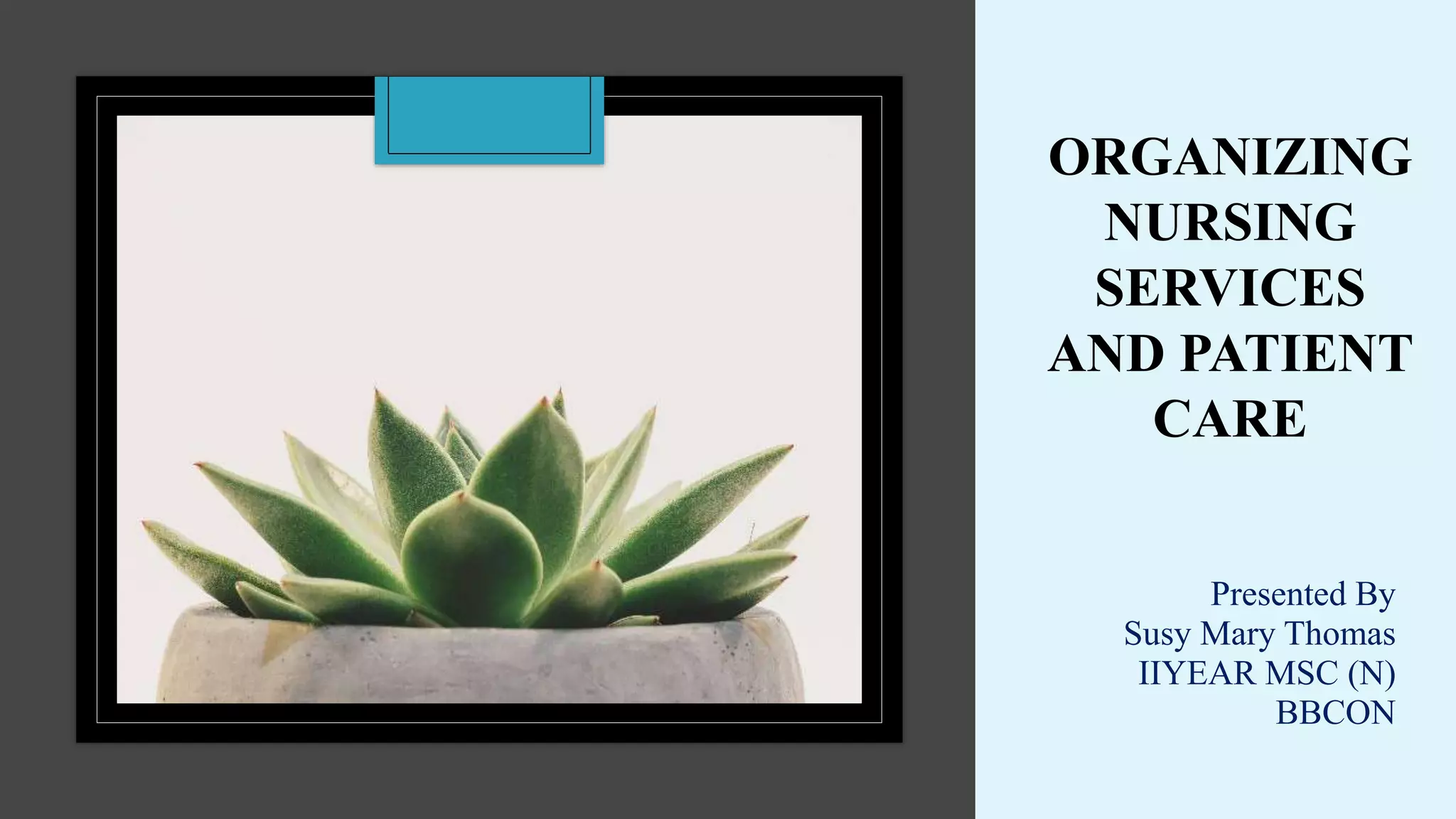 Organizing nursing services and patient care | PPTX