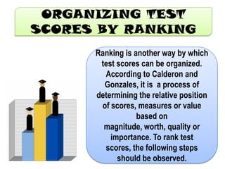 Organizing test scores for statistical analysis | PPTX