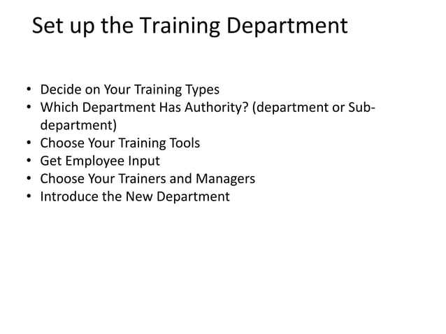 Organizing Training department.pptx | Business Administration | Business