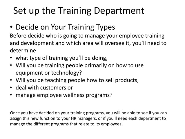 Organizing Training department.pptx | Business Administration | Business