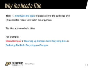Organizing Your Argument - Purdue University | PPT