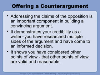 Organizing your argument—OWL | PPT