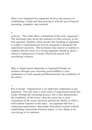 Organizing Your ArgumentRationale Welcome to O.docx