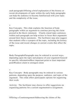 Organizing Your ArgumentRationale Welcome to O.docx
