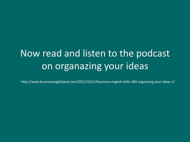 Organizing your ideas part 1 | PPTX | Games and Puzzles | Hobbies ...