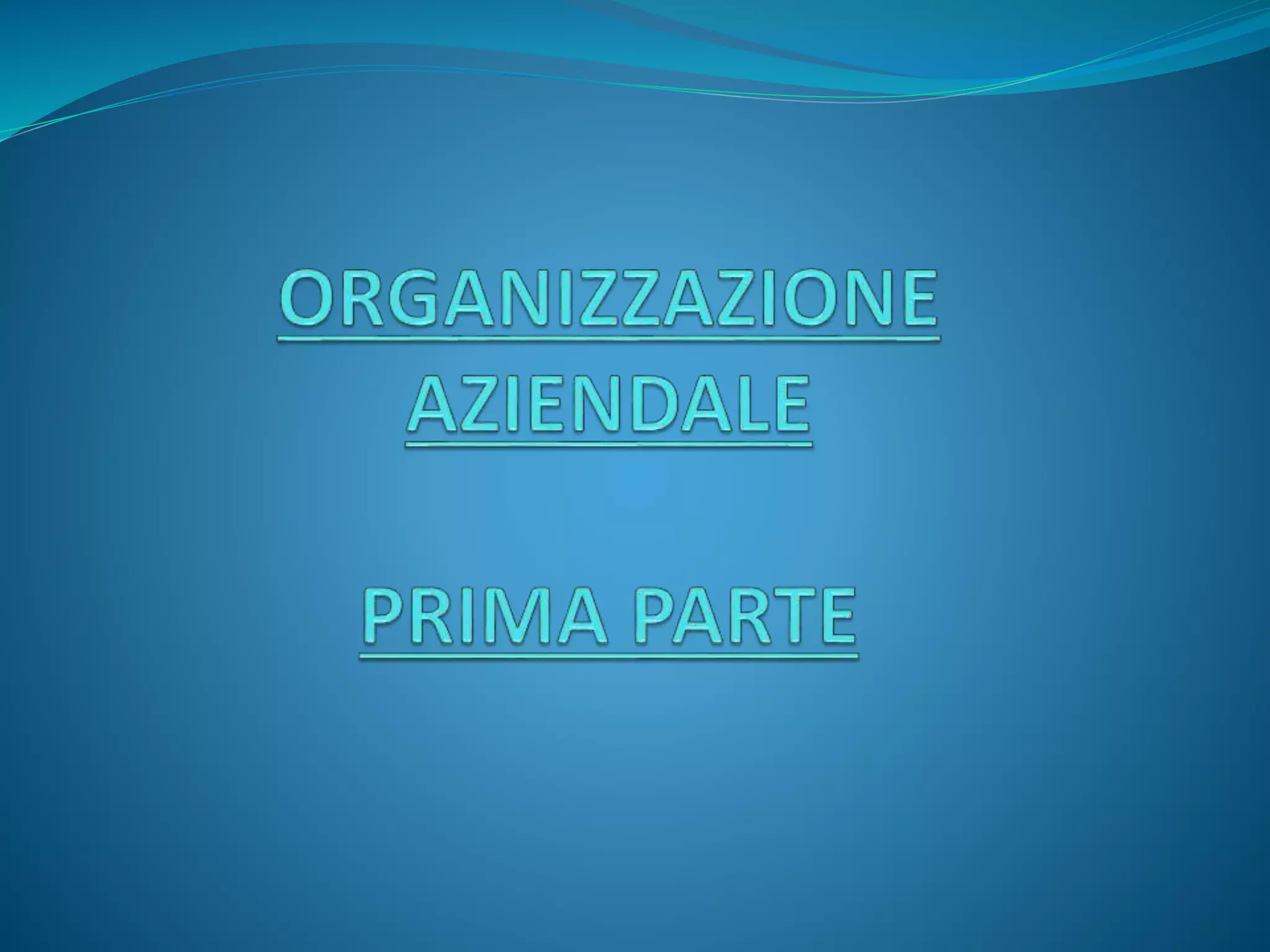 Organizzazione aziendale I e II parte | PPTX
