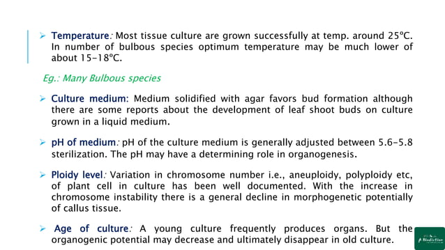 Plant Tissue Culture - Organogenesis | PPTX