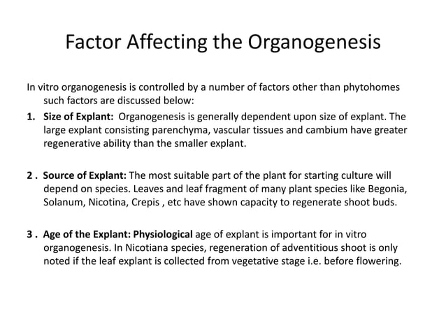 Organogenesis, in plant tissue culture | PPTX