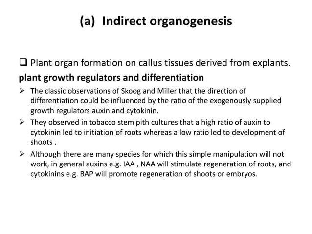 Organogenesis, in plant tissue culture | PPTX