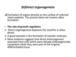 Organogenesis, in plant tissue culture | PPTX