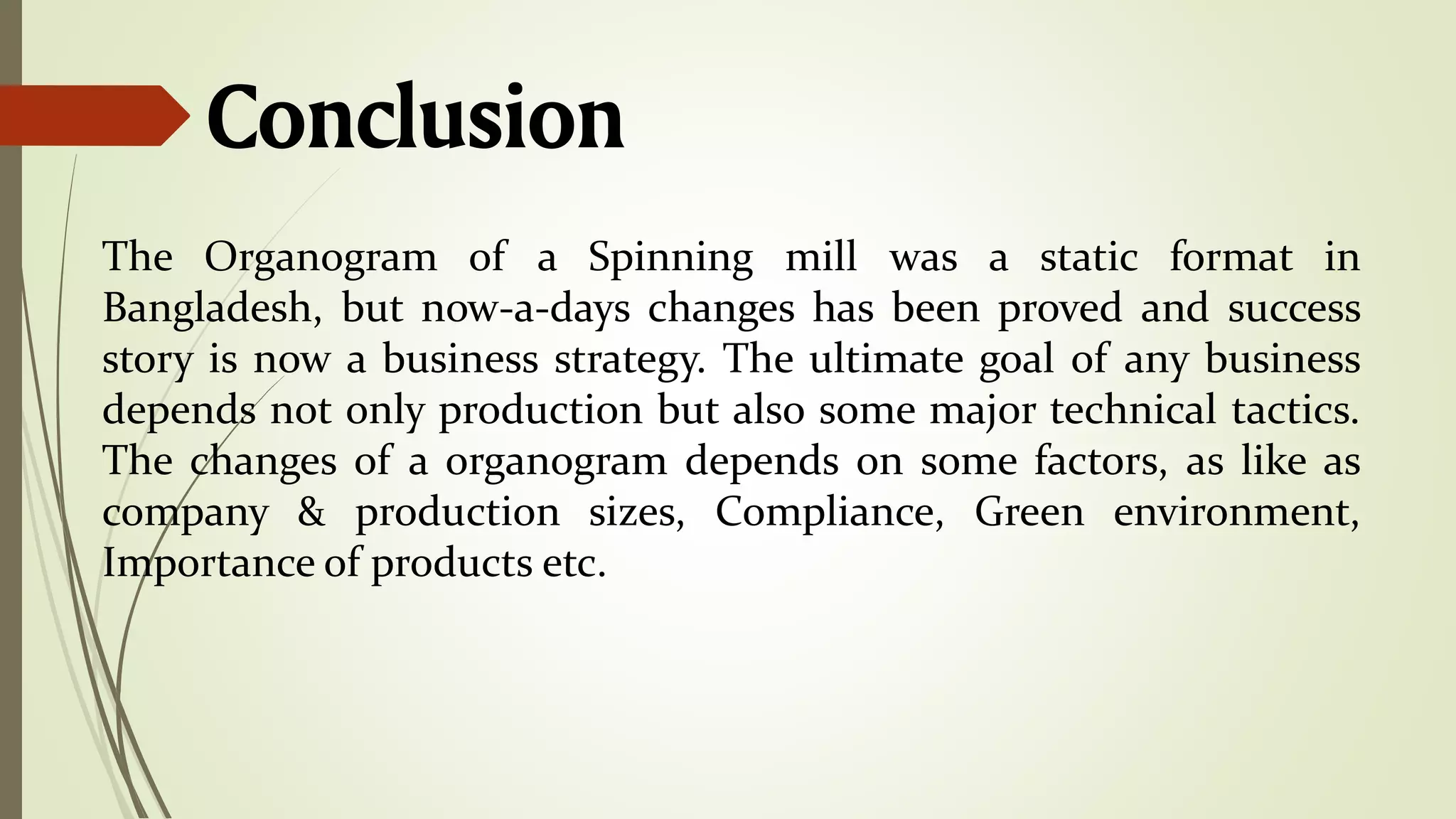Organogram & Layout of Spinning Mill | PDF