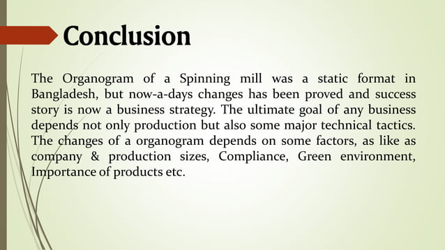 Organogram & Layout of Spinning Mill | PDF | Needlework | Arts and Crafts