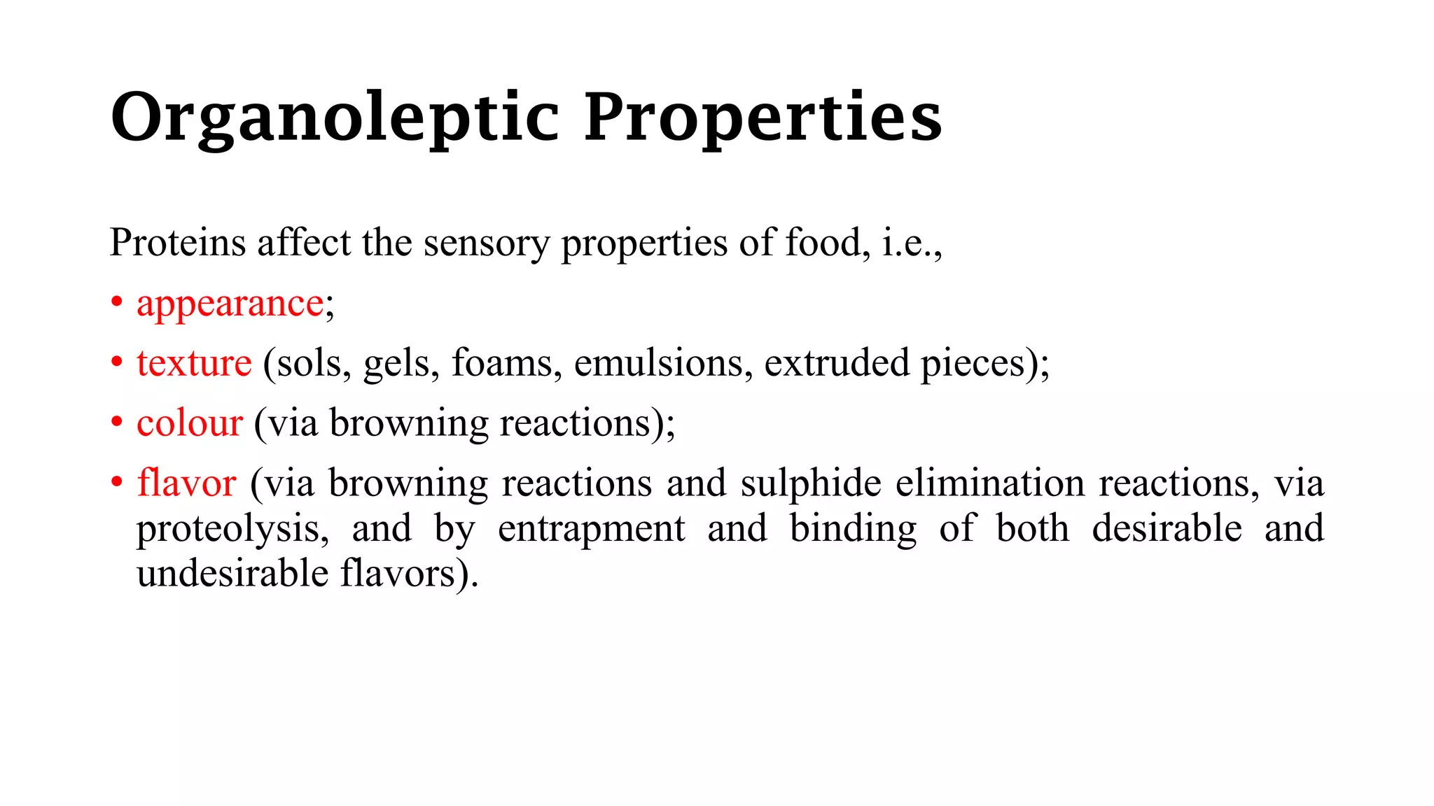 Organoleptic properties of proteins | PDF