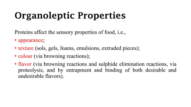 Organoleptic properties of proteins | PDF | Chemistry | Science