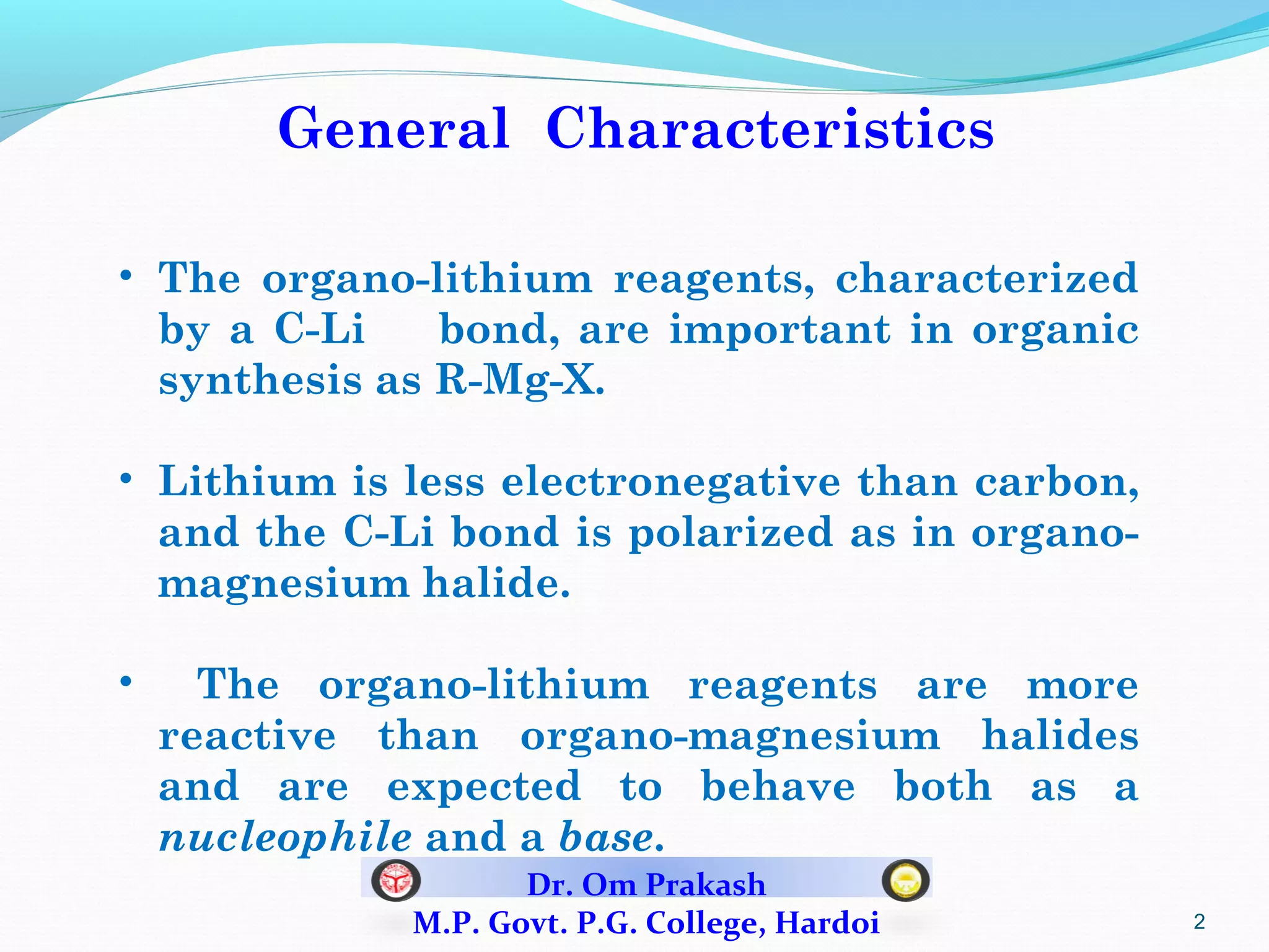Organolithium Compounds and Reactions | PPS