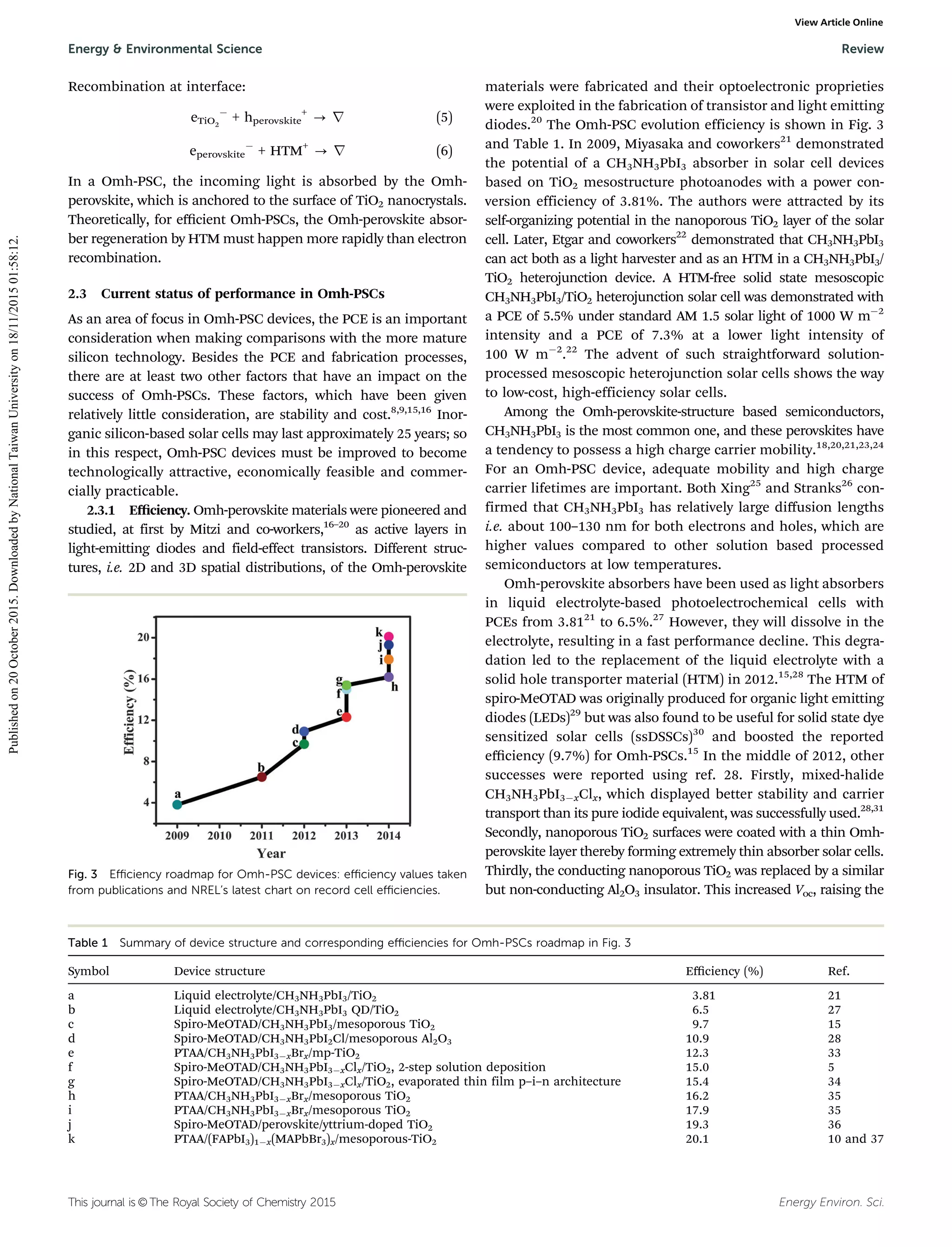 Organometal halide perovskite solar cells: Degradation and stability | PDF