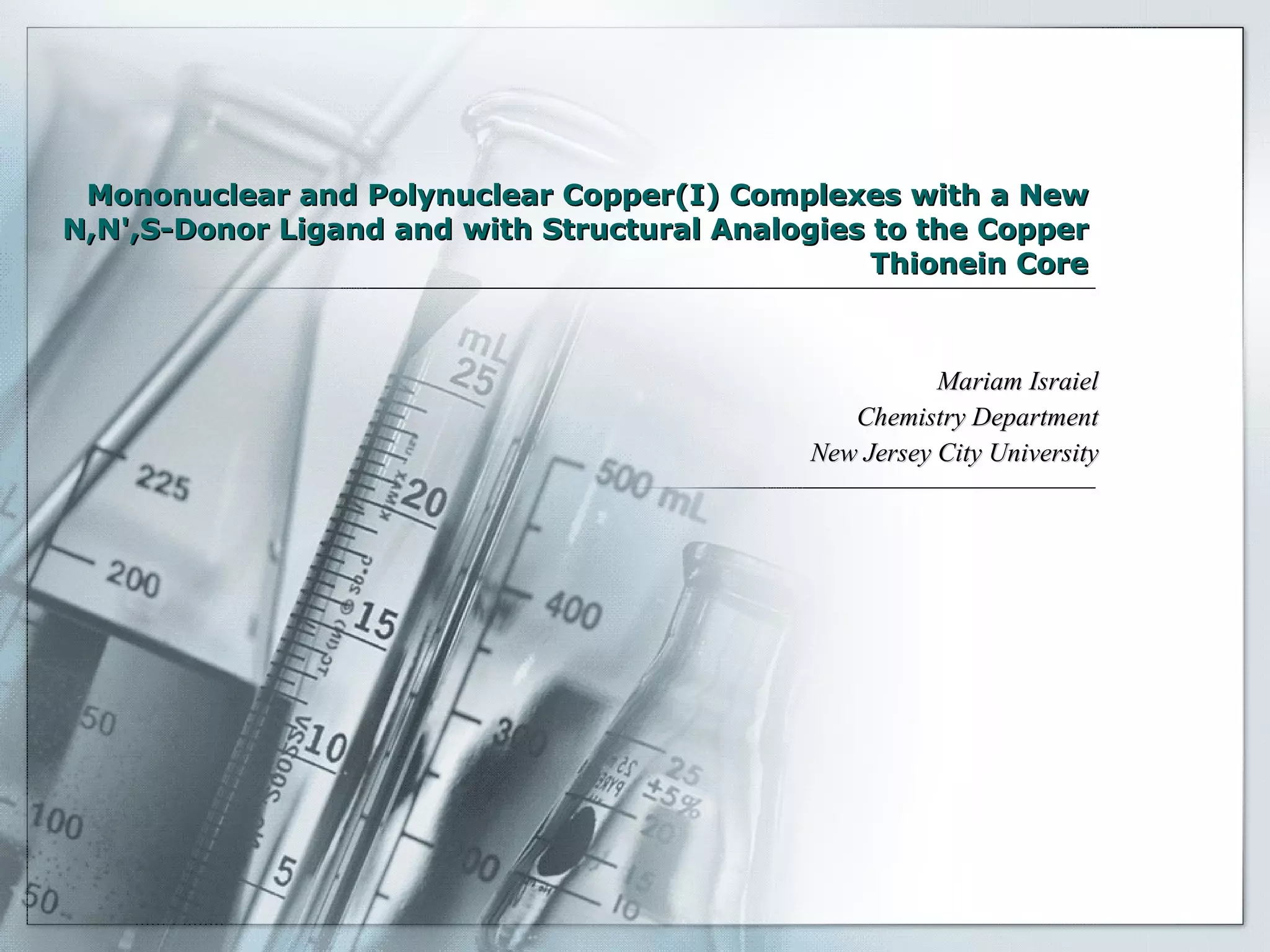 Mononuclear and Polynuclear Copper(I) Complexes with a New N,N',S-Donor ...