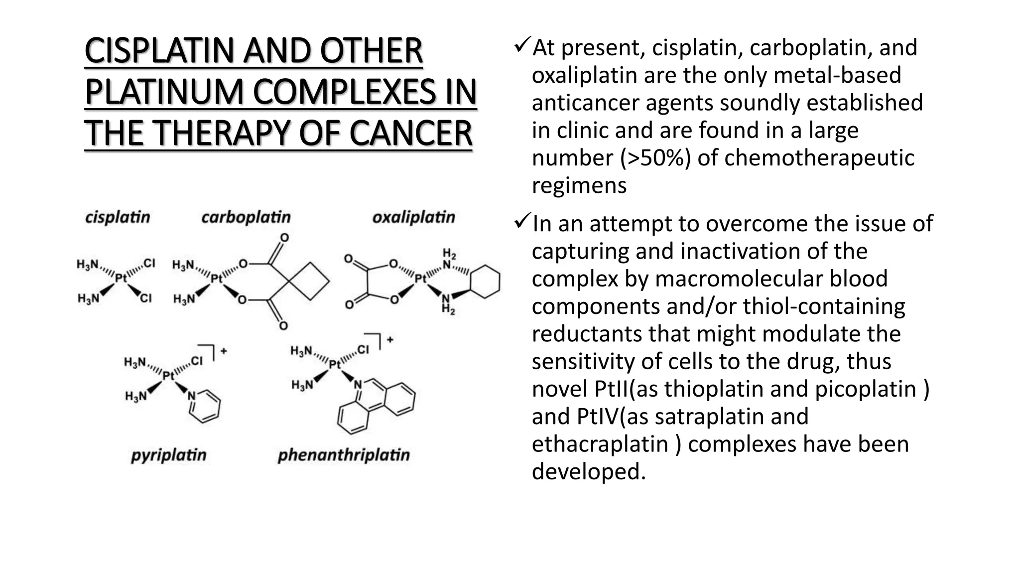 Organometallic compounds in oncology : CISPLATIN | PPTX
