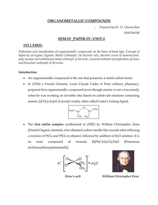 Organometallic Compounds_Notes.pdf sem 4 | PDF